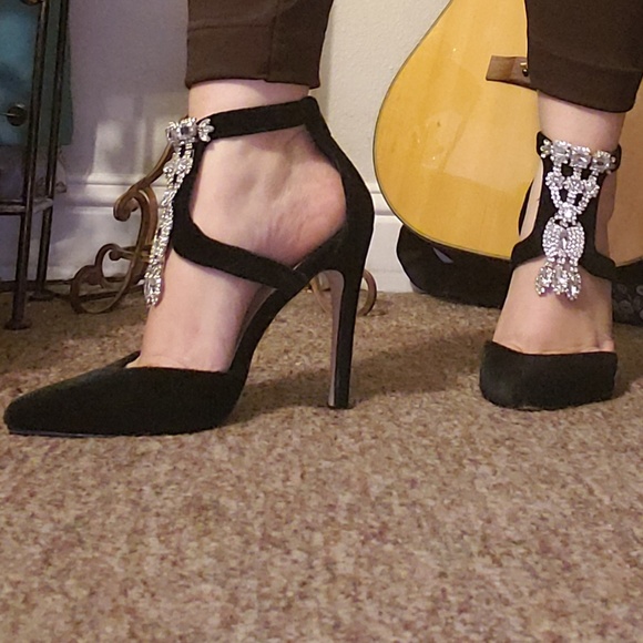 Shoe Dazzle | Shoes | Tiara High Heel With Diamond Accent Black Velvet ...